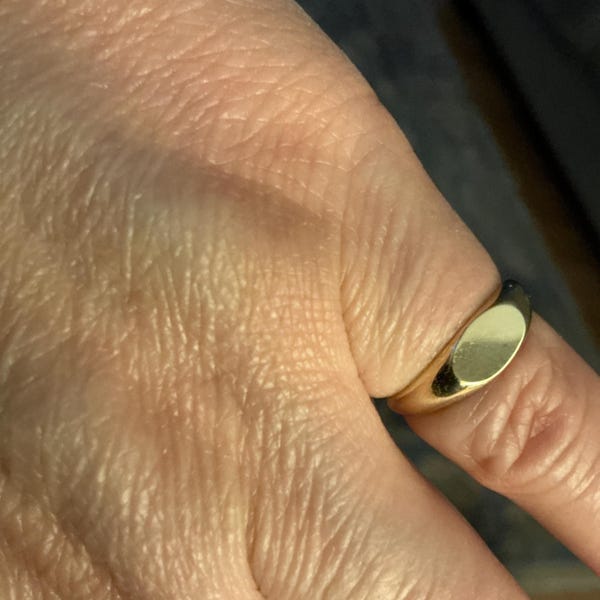 14k Solid Gold Tiny Signet Ring, Delicate Personalized Pinky Ring Women, Zodiac Monogram ...