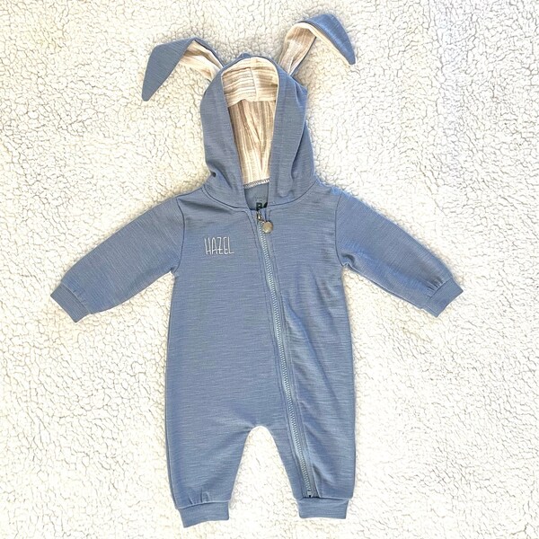 Personalized Embroidered Blue Easter Romper With Bunny Ears. Easter Egg ...