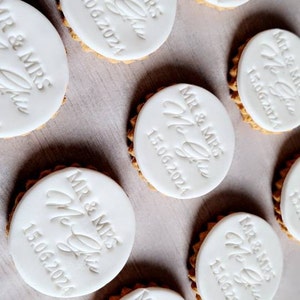 CUSTOM Names Mr and Mrs With Date Cookie Biscuit Stamp Fondant Cake ...