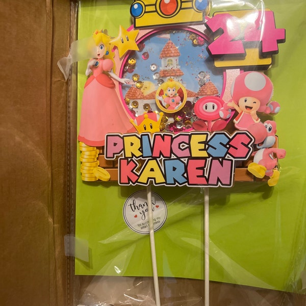 Princess Peach Cake Topper, Super Mario Princess Cake Topper, Shaker ...