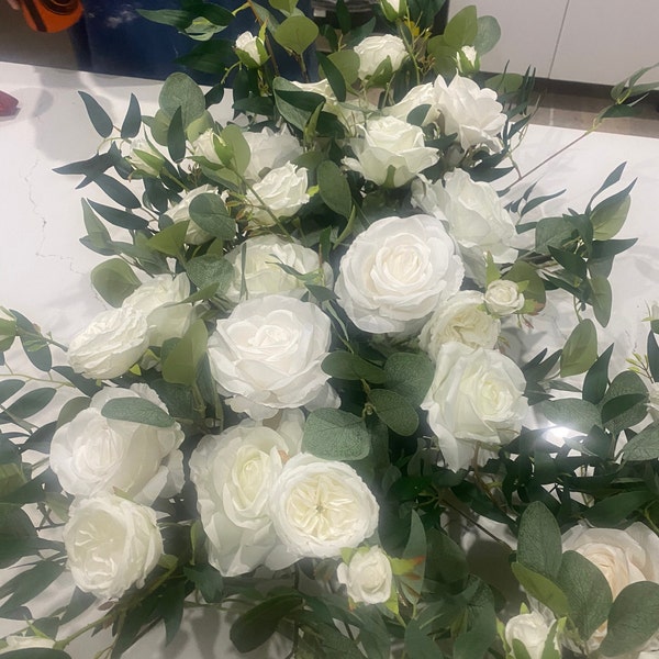 White Rose and Eucalyptus Flower Arch for Wedding, Wedding Swag ...