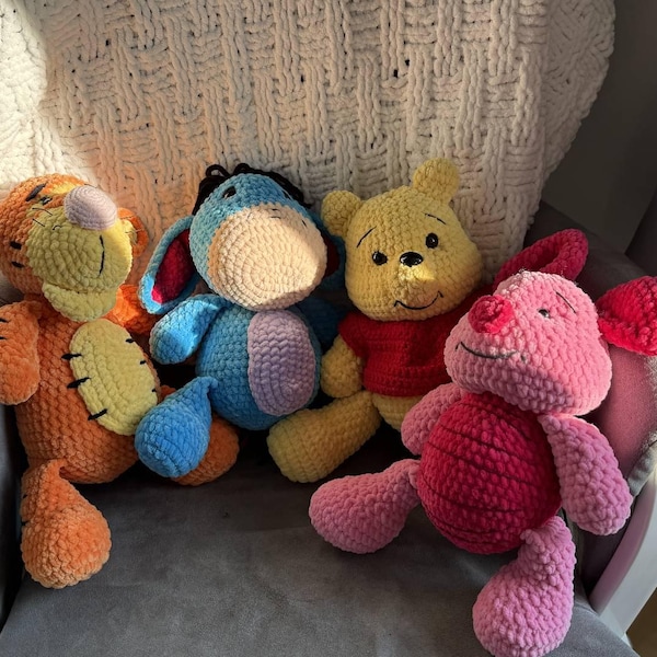 5 in 1 Winnie the Pooh, Piglet, Donkey, Tiger and Little Roo Crochet ...