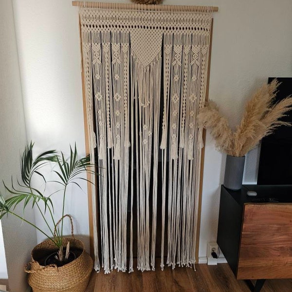 Macrame Room Divider 4 Door Panel, Handmade Macrame Curtain, Bohemian ...