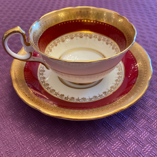 Very RARE Pink/peach Paragon Red Floating Roses, Heavy Gold Gilding ...