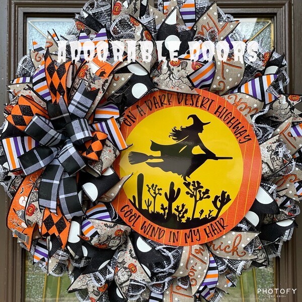 Witch Wreath Sign, Wreath Attachment, Metal Wreath Sign, Halloween ...