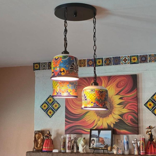 Mexican Talavera Pottery Chandelier: Colorful Ceramic Pendant Light - Etsy