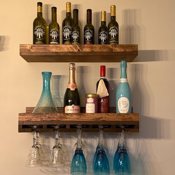 Wood Wine Rack Shelves | the Ryan | Wall Mounted Shelf & Hanging ...