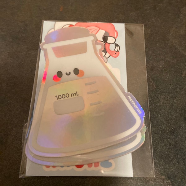 Holographic Beaker Sticker, Cute Chemistry Flask, Biology, Lab Tech ...