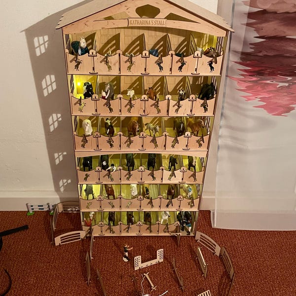 NEW HOBBY HORSE Stable Stall Stand for 1-2 Horses -handmade Wooden ...