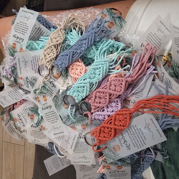 Personalized Macrame Keychain, Christmas Gifts for Her, Bulk Gifts - Etsy