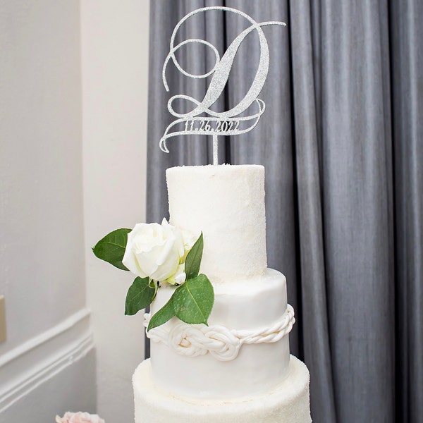 Initial Cake Topper, Elegant Cake Topper - Personalized Letter Topper ...