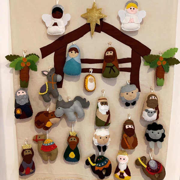 PDF Pattern for Felt Nativity Advent Garland, Full Instructions and ...