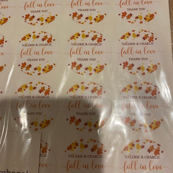 Fall in Love Stickers Fall Wedding Sticker Fall Wedding Favor Sticker ...
