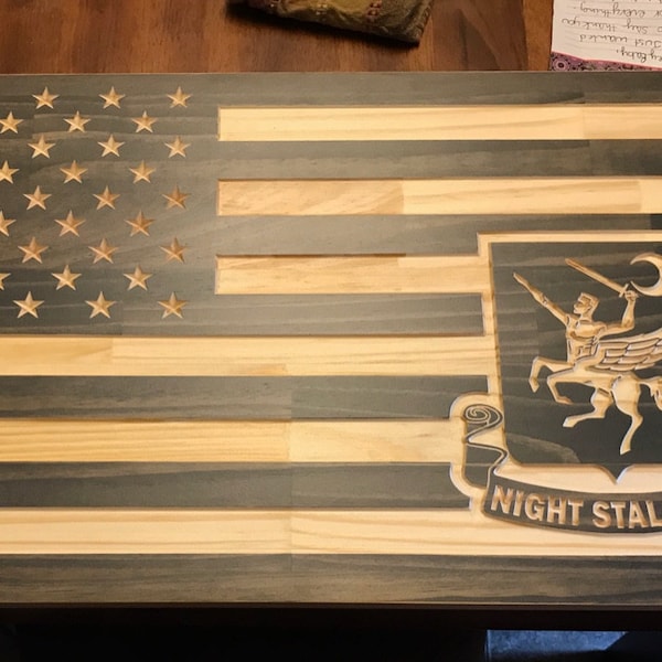 160th SOAR Night Stalkers Subdued Black American Flag. - Etsy