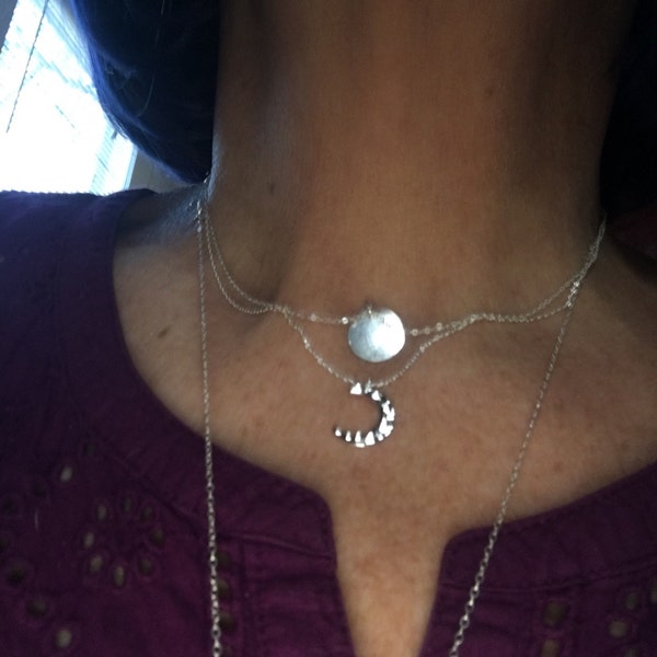 Small Sterling Silver Moon Necklace, Crescent Moon, Silver Necklace ...