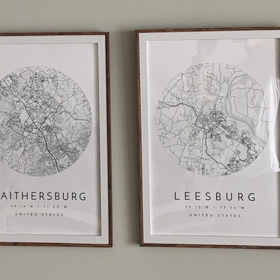 Personalized Map Print, Set of Four, Map Prints, Custom Locations, City ...