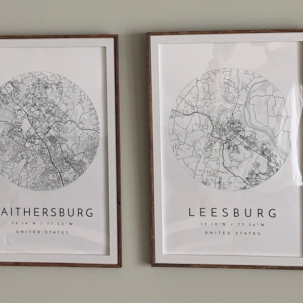 Personalized Map Print, Set of Four, Map Prints, Custom Locations, City ...