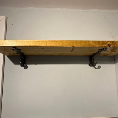 Rustic Shelf With Brackets Handcrafted Wood Shelf Rustic - Etsy