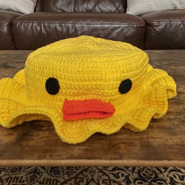 Duckling Bucket Hat - Crochet Yellow Duck Bucket Hat, Handmade Animal ...