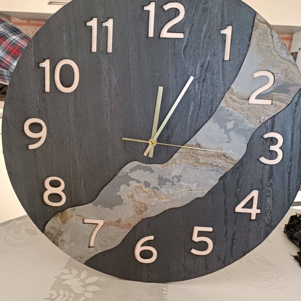 Black Stone Hexagon Shape Clock, Wall Clock, Every Clock is Different ...