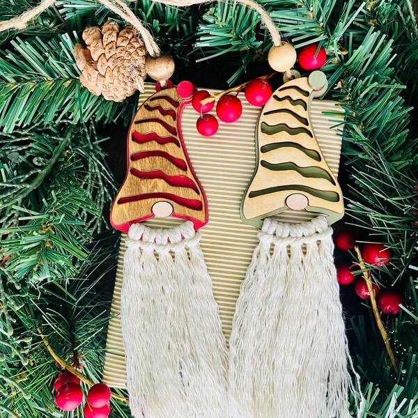 Gnome Ornament Macramé Beard | Gnome Ornament SVG | Christmas Gnome ...