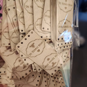 Personalised 20mm X 50mm Rectangle Centre Fold Foldable Faux Leather ...