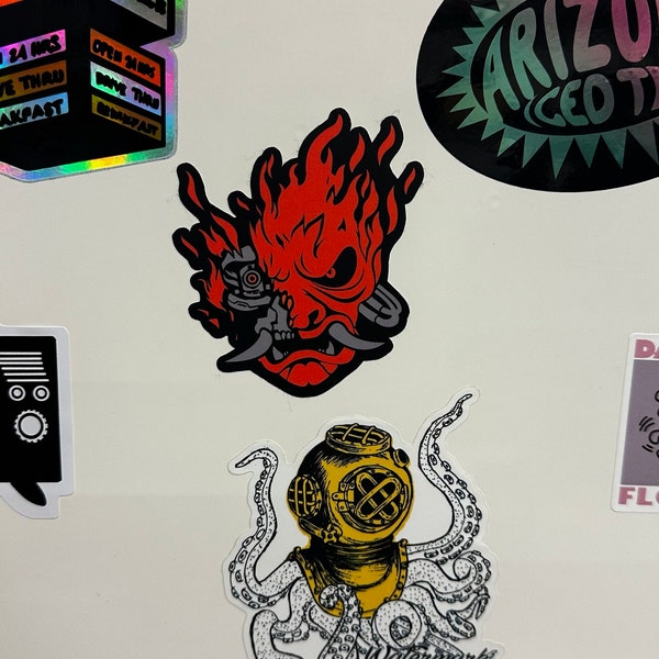 Samurai Cyberpunk Waterproof Vinyl Sticker | Johnny Silverhand Sticker ...