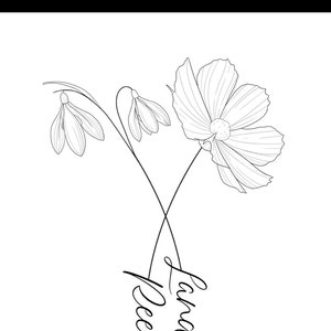 DIGITAL Custom Birth Month Flower, Minimalist Design, Birth Flowers ...