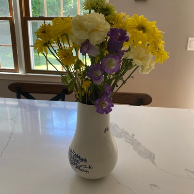 Modern Delft Blue Vase With Fun Bicycle Design - Etsy