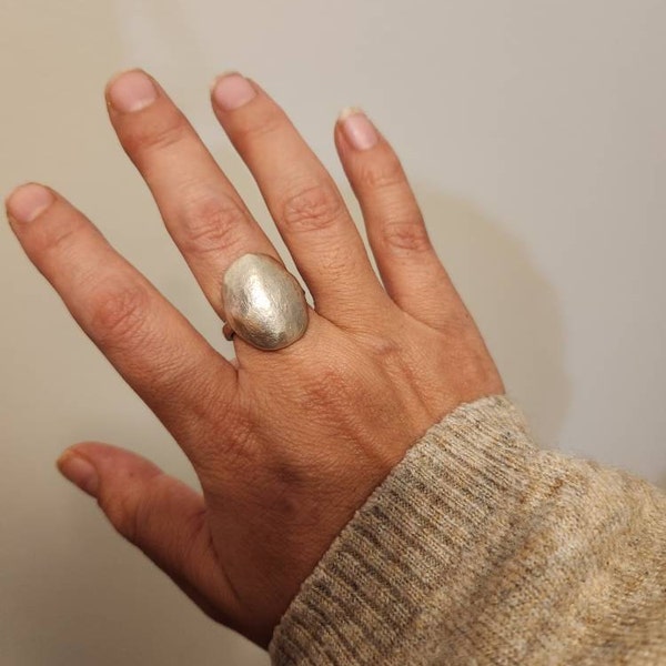 Organic Ball Ring in Sterling Silver / Rustic Ring / Dot Ring / Bubbles ...