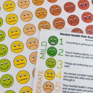 Mental Health Pain Scale Stickers // Self Care Mental Health Management ...