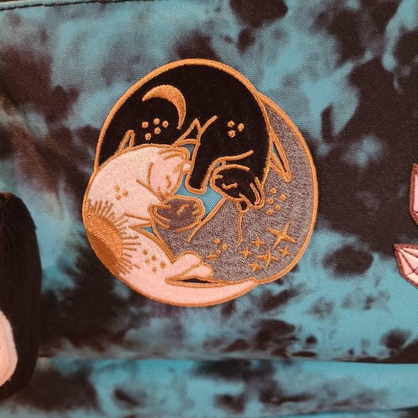 Trio of Cats Iron on Patch Embroidered Patch Celestial Back Patch Cat Lover Gift Constellation ...