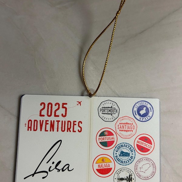 Personalized Travel Adventure Acrylic Ornament, Passport Travel ...