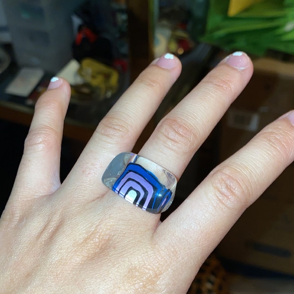 Vintage Lucite Ring/vintage Lucite Ring/1980s Lucite Statement Ring/mod ...