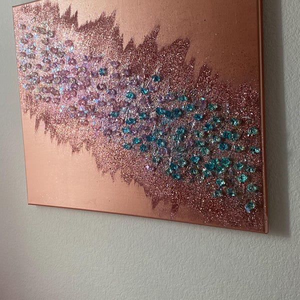Pink Glitter Decor, Z Gallerie Inspired, White and Pink Glitter Art ...