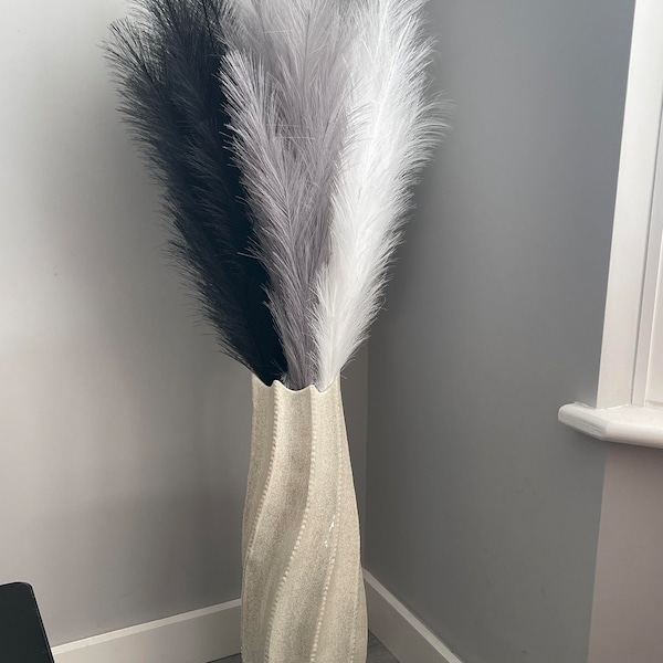X3 STEMS 115cm Extra Large Tall Fluffy SAGE GREEN Fake Faux Artificial ...