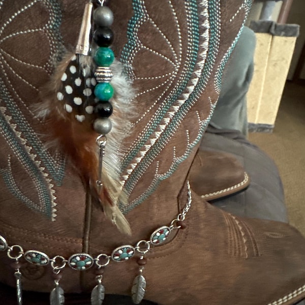 Boot Topper, Boot Bling, Feather Boot Topper With Beads - Metal Feather ...