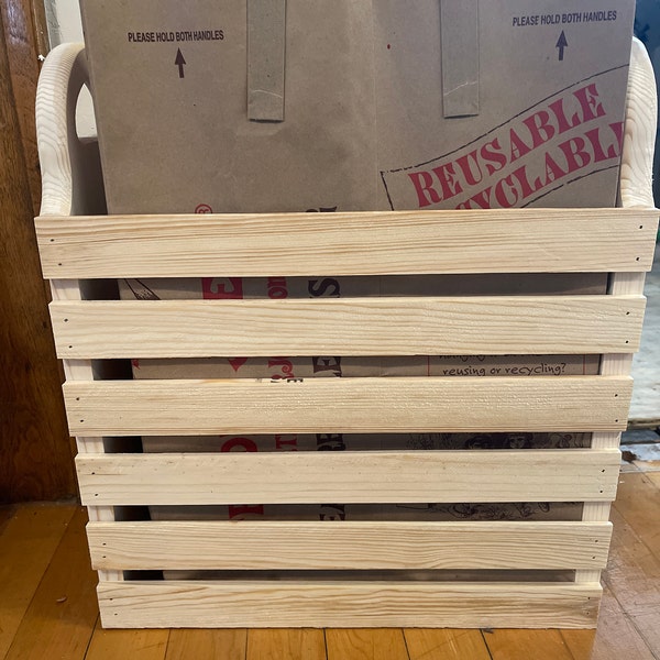 Crate,grocery Bag Trash Can Crate, Wood Crate, Wooden Crate, Wooden ...