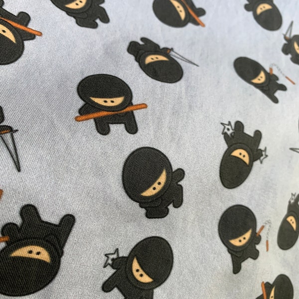 Ninja Fabric - Beware! Ninjas by Studiofibonacci - Kawaii Ninja Fighter ...