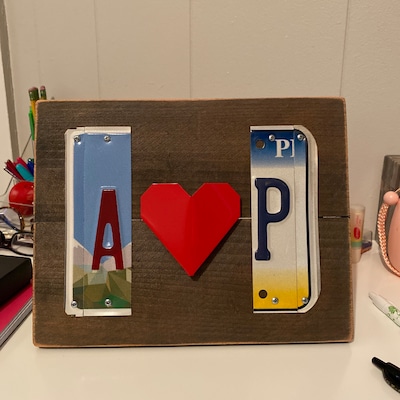 Custom Initials HEART License Plate Sign Unique Anniversary Gift for ...
