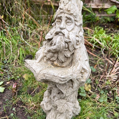 Stone Garden Tree Wizard Hand Cast Statue Ornament - Etsy UK