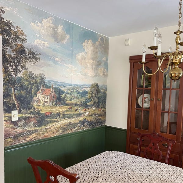 Scenic Wallpaper Mural, Landscape Mural Wallpaper Oil Painting ...