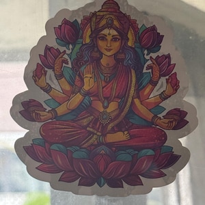 Colorful Goddess Lakshmi Laptop Sticker - Divine Abundance and ...