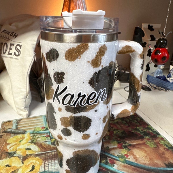 Cowhide Aztec 20oz Tumbler - Cow Tumber - Cow Print - Cow Print Aztec ...