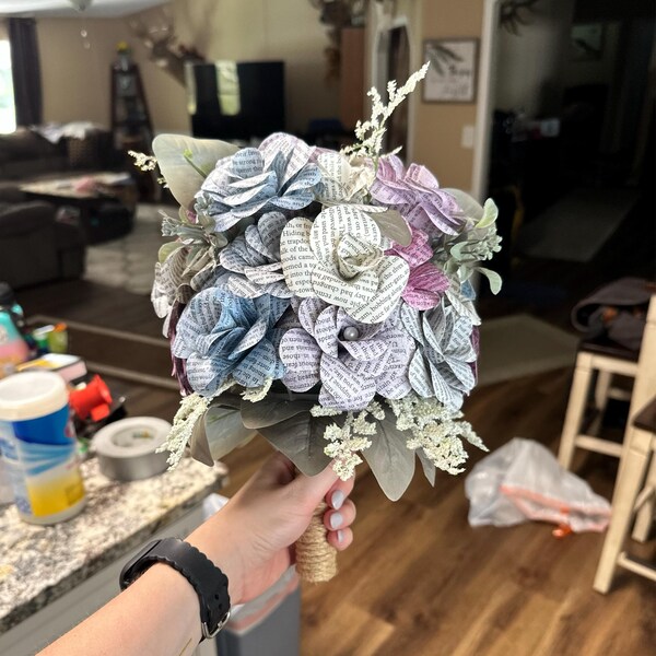 Book Page Paper Flowers Handmade to Order With Custom Colors Quantity 6 ...