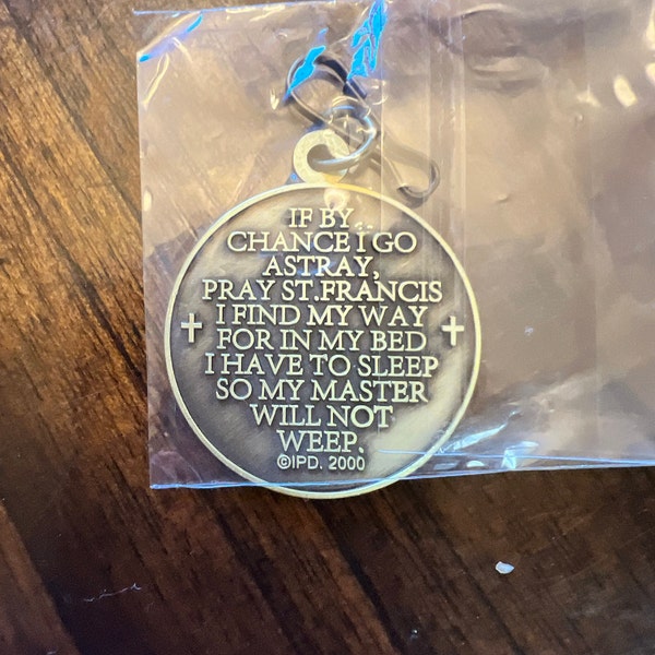 Saint St FRANCIS DOG Collar TAG Cat Pet Medal With Prayer New High ...