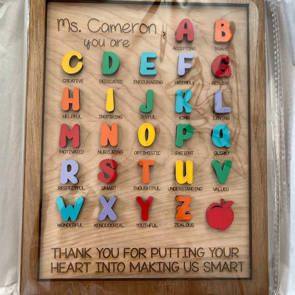 Personalized Teacher ABC Sign - Personalized Teacher Appreciation Sign ...