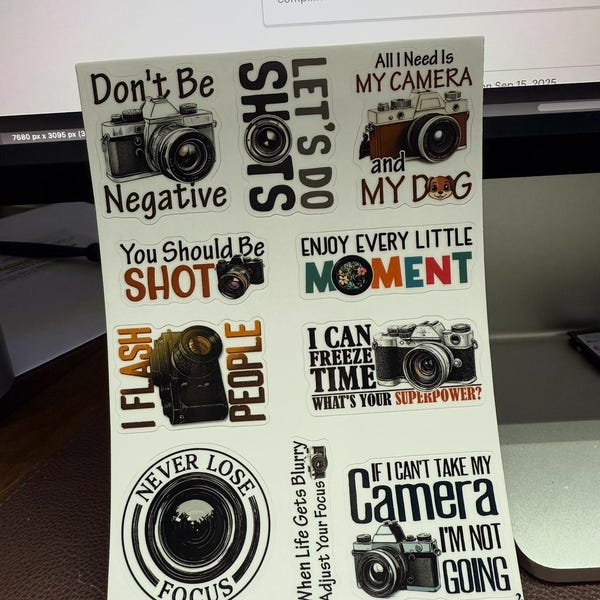 10pcs Photography Sticker Pack – Captured Moments, Freeze Time, Lens ...