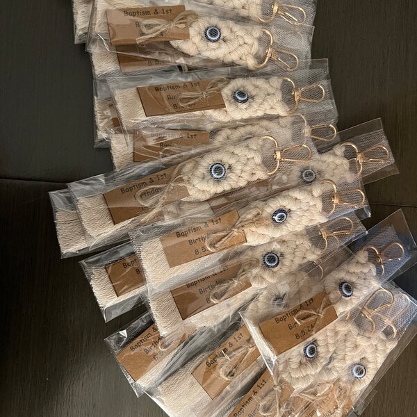 Macrame Key Chain Boho Custom Name Bridal Shower Gift & Guest Favors Name Tag Bridesmaids ...