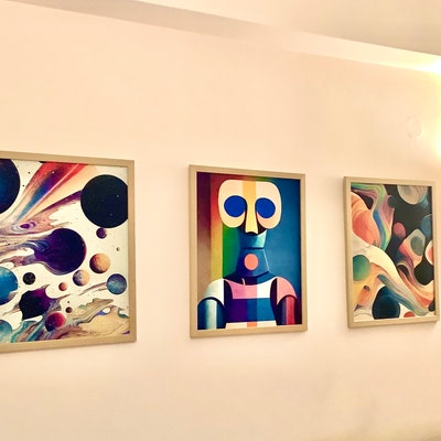 Chromatic Cosmos, Abstract Rainbow Art, Psychedelic Wall Decor, Surreal ...